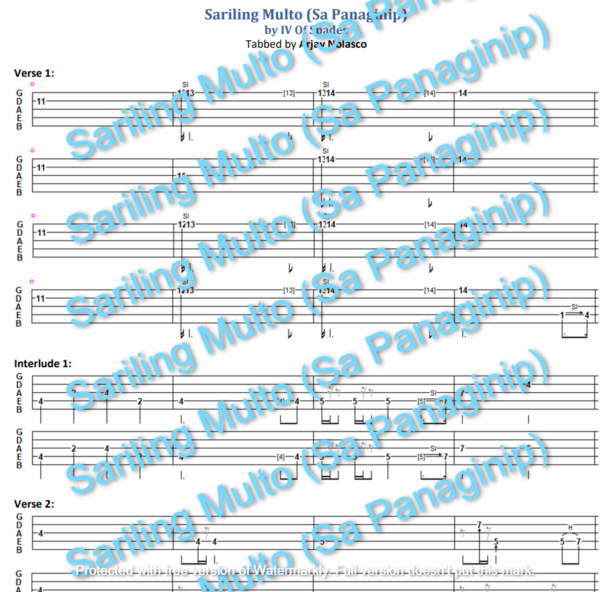 Sariling Multo (Sa Panaginip) by IV Of Spades - Bass Tab - Payhip