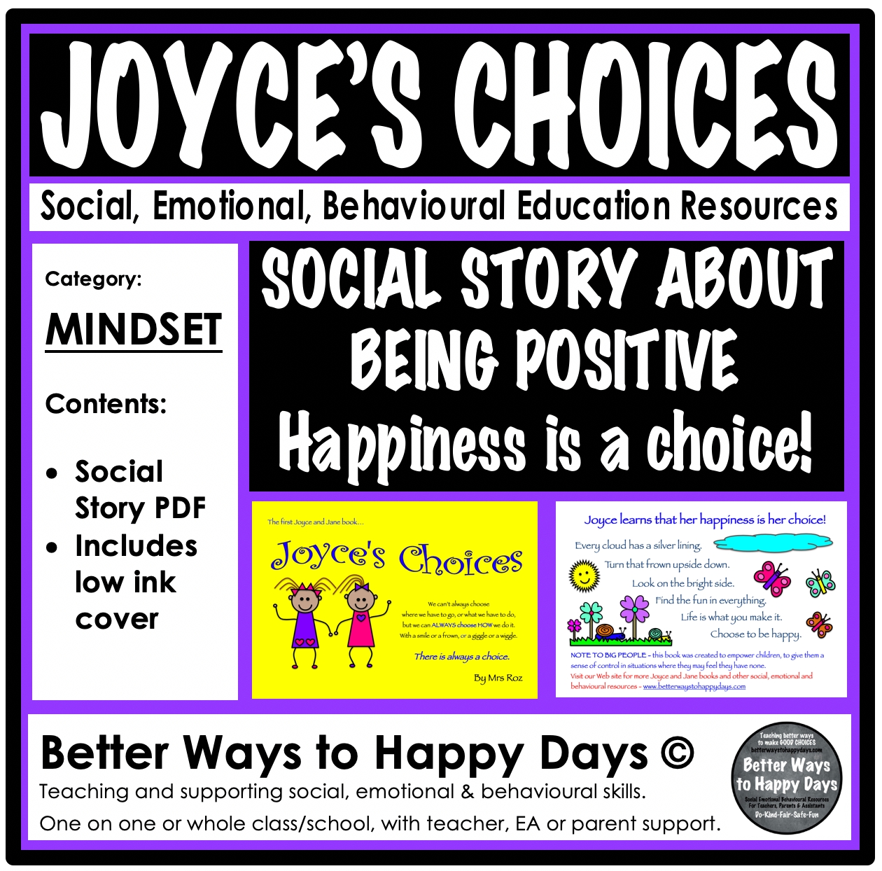 Joyce's Choices - Social Story - MINDSET - Payhip