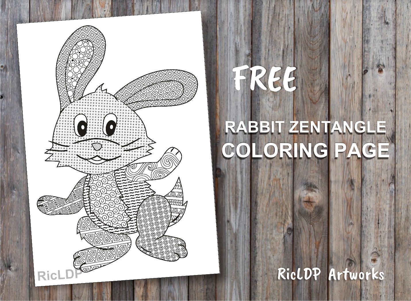 Rabbit Zentangle Coloring - Payhip