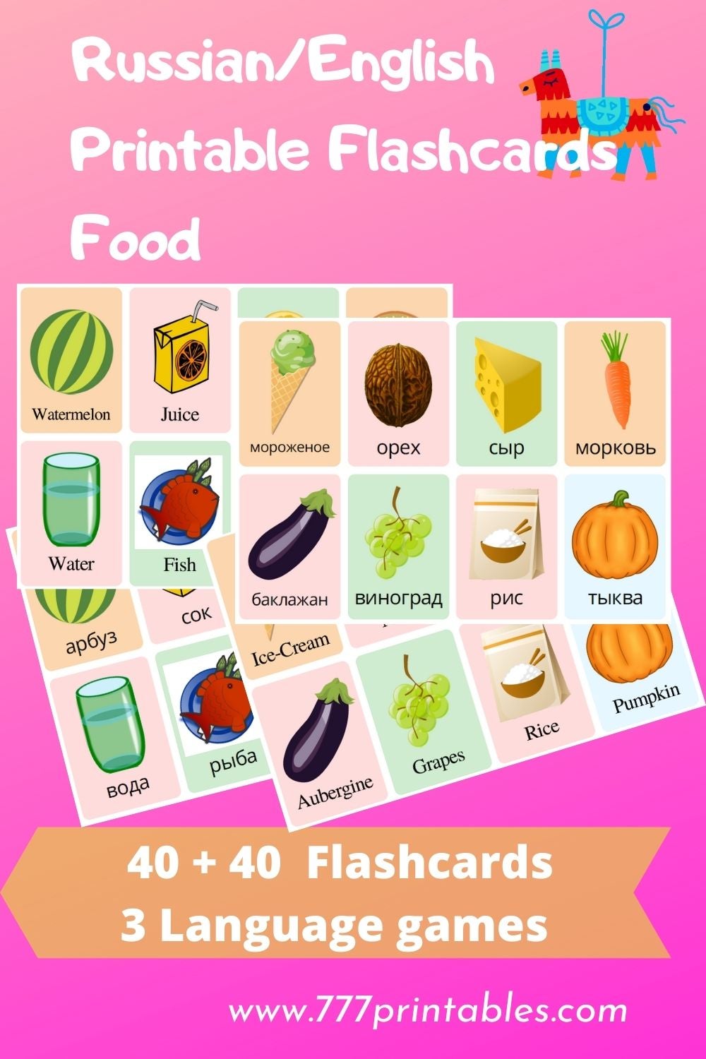 Russian Printable Flashcards Food - Payhip