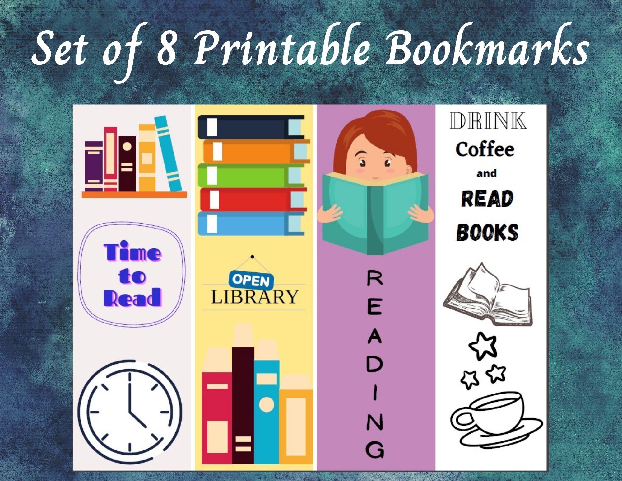 Printable Reading Bookmarks Set of 8 Bookmarks to Download - Payhip