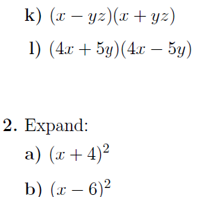 Algebraic Identities worksheet no 2 (with solutions)