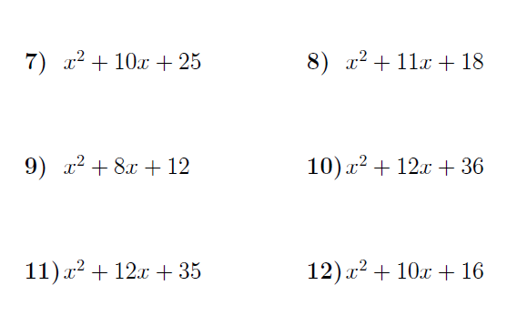 Factorising quadratic expressions with a=1 and b, c > 0 worksheet (with ...