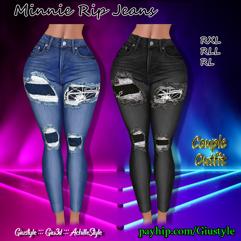 MINNIE, RIP JEANS Blue & Black RLL,RL,RXL - Payhip