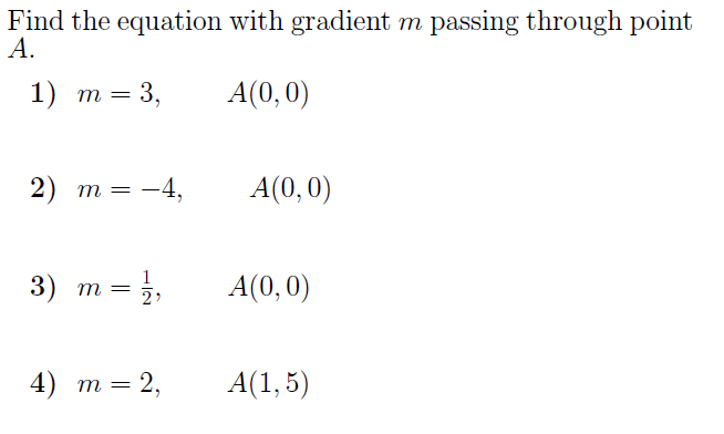 Equation of a line given its gradient and a point worksheet (with ...
