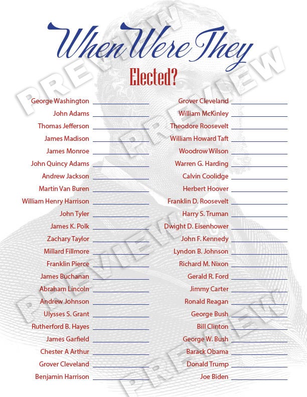 Presidential Word Scrambles and Worksheet (When Where they Elected ...