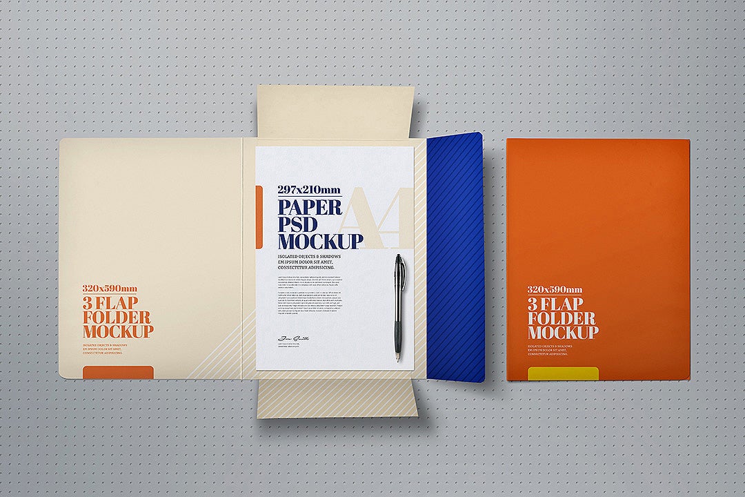 3 Flap Folder Mockup - A4 Paper - Payhip