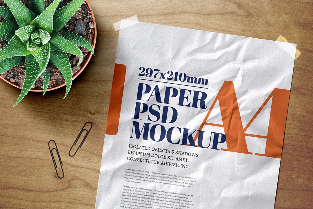 A4 Flyer Poster Mockup - Crumpled Adhesive Duct Strip Scene - Payhip