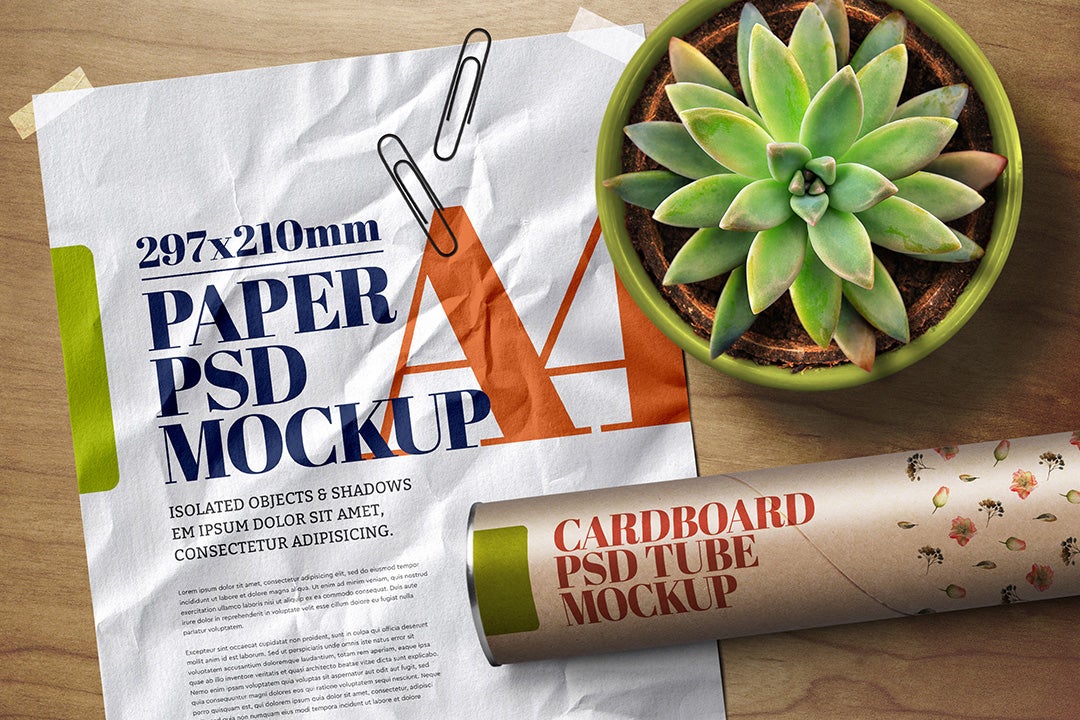 A4 Flyer Poster Mockup - Crumpled Adhesive Duct Strip Scene - Payhip