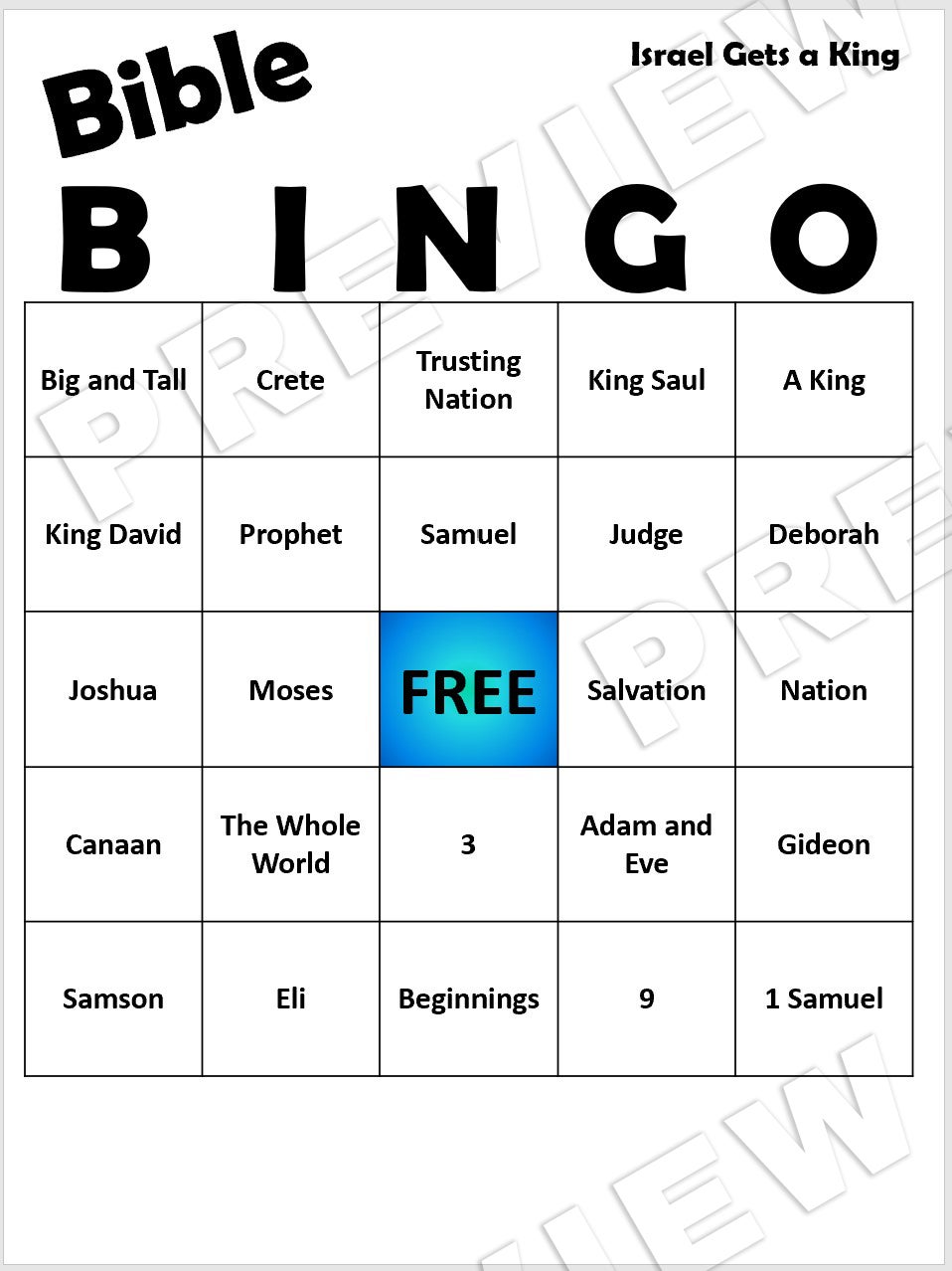 Bible Bingo - Israel Gets a King - Payhip