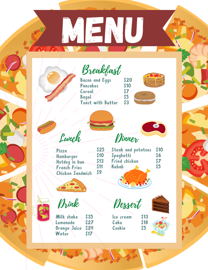 Pretend play restaurant printable pack - Payhip