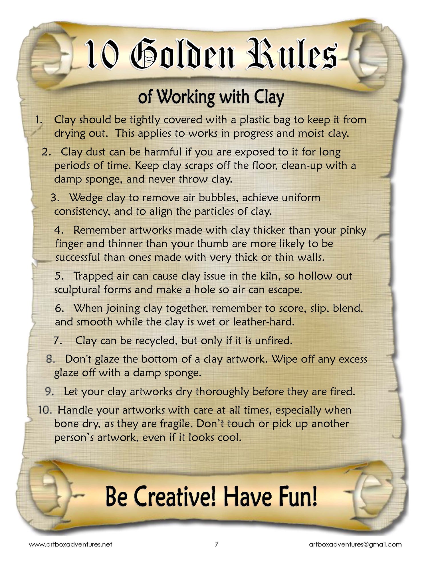FREE 10 GOLDEN RULES for Working with Clay - Payhip
