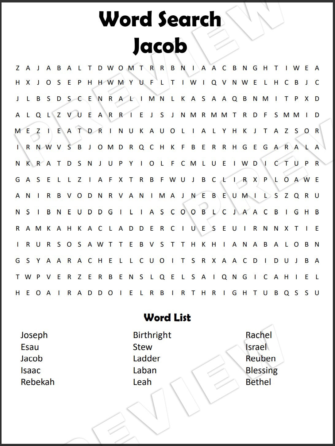 Bible Word Search - Jacob - Payhip