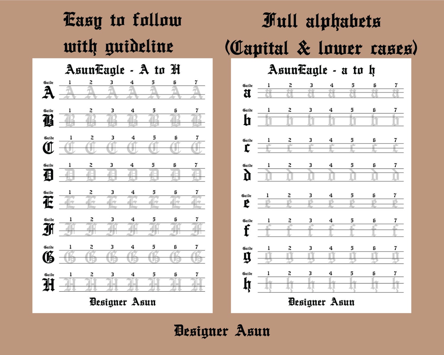 Blackletter Calligraphy Template | Calligraphy Practice Sheet For Adult ...