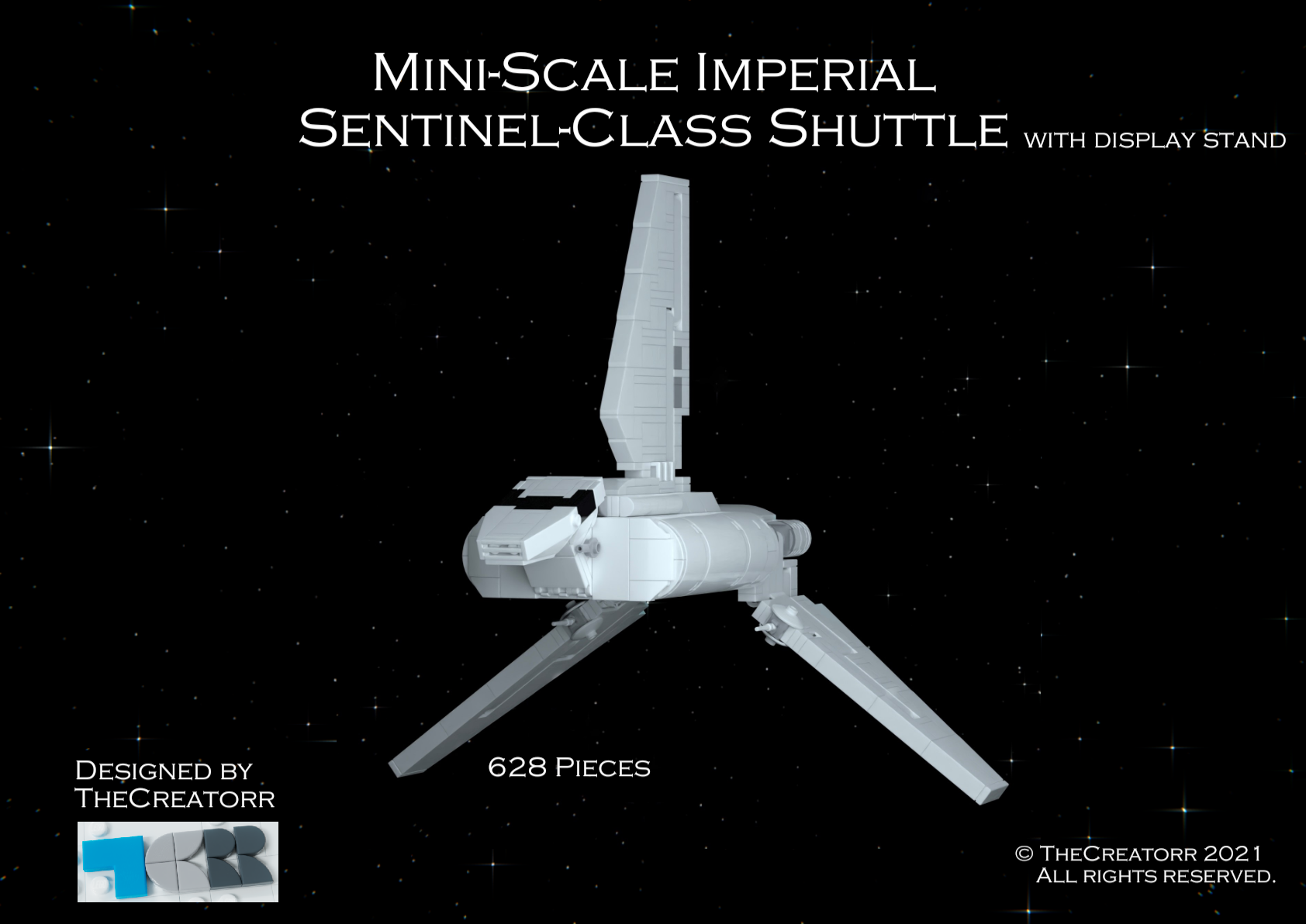 Mini-Scale Imperial Sentinel-Class Shuttle with Display Stand