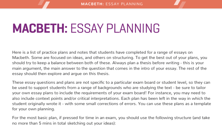 Macbeth: Essay Planning - Payhip