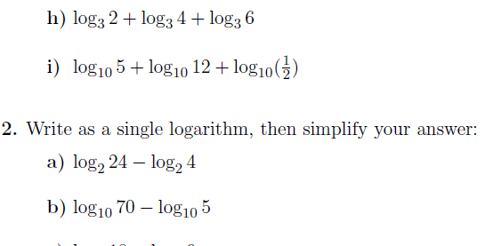 Laws of logarithms worksheet no 3 (with solutions)