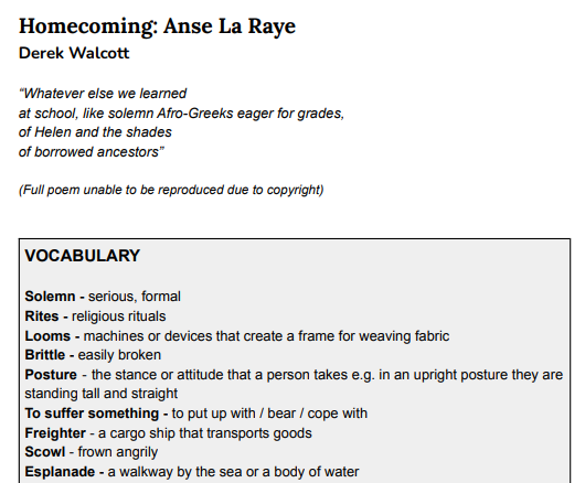 'Homecoming: Anse La Raye' by Derek Walcott - Poem Analysis - Payhip