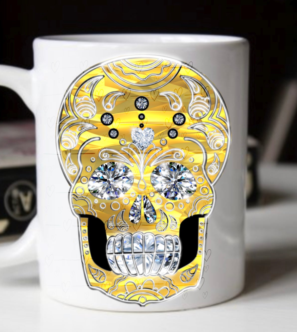 Sugar skull design in diamonds, silver and gold. Suitable for all ...