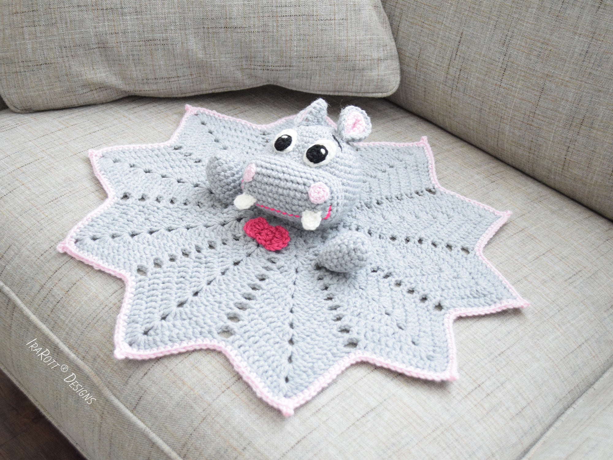 CROCHET PATTERN Happy Hippo the Hippopotamus Snuggle Blanket Lovey - Payhip