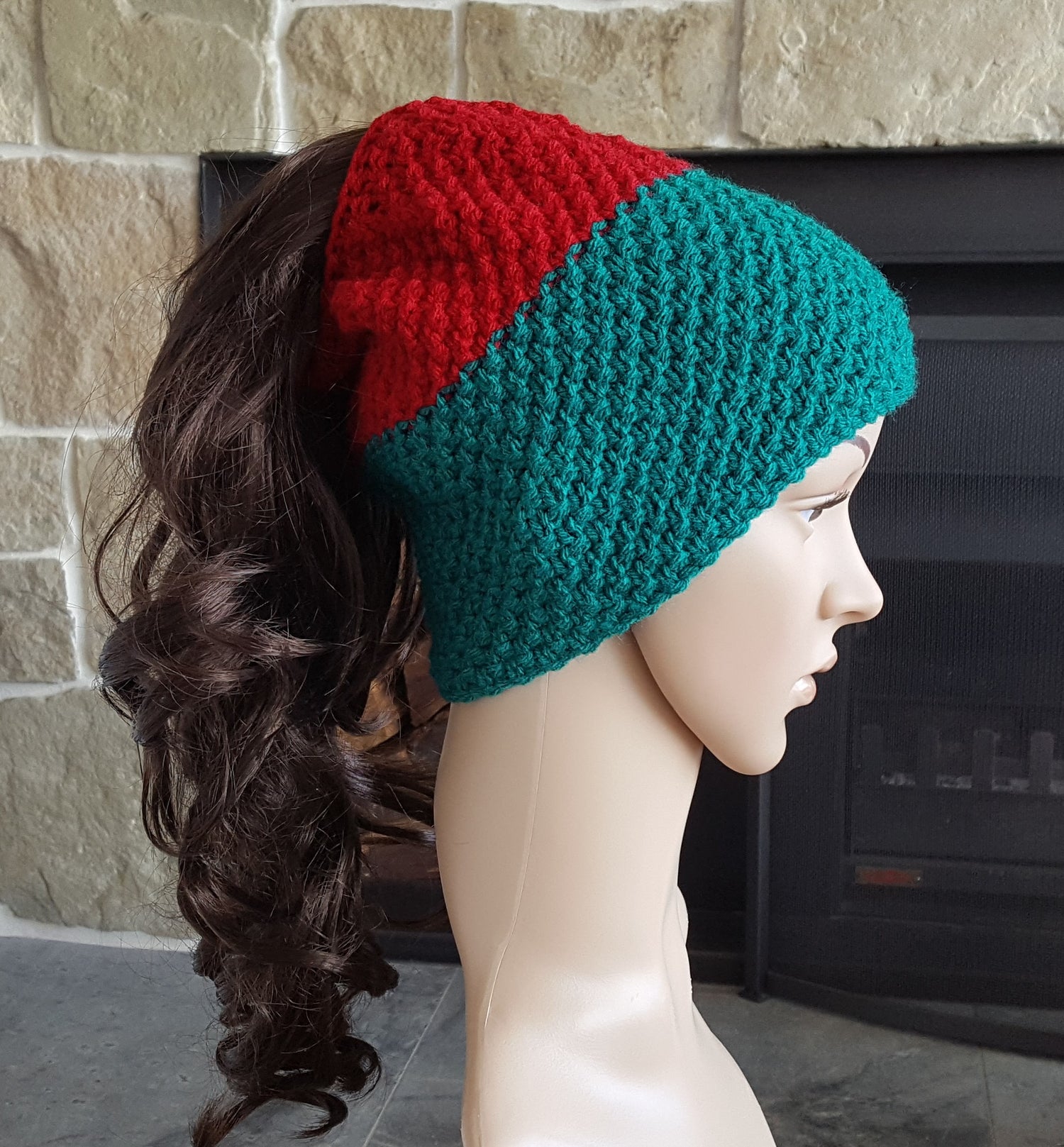 Moss stitch ponytail beanie, sizes 2 years to lady - Harmony - Payhip