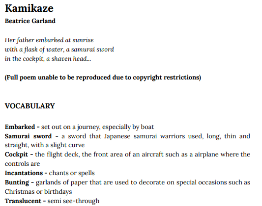 'Kamikaze' by Beatrice Garland - Poem Analysis - Payhip