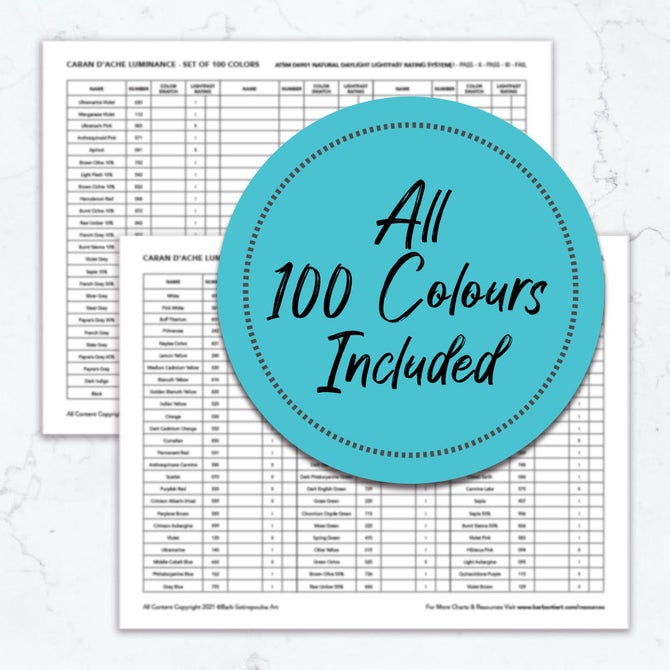Printable Colour Chart for Caran D'Ache Luminance Colored Pencils - Payhip