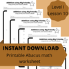 Printable Abacus math Addition worksheet lesson 10 - Payhip