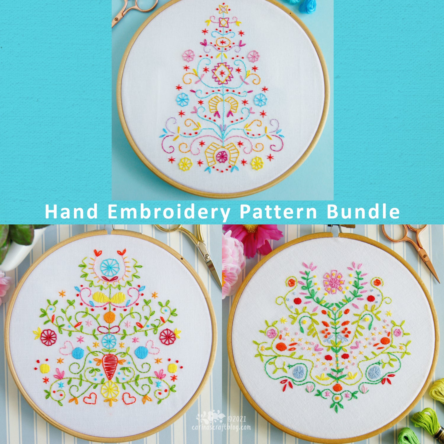Pattern Bundle: Tree of Joy, Tree of Love and Tree of Life embroidery ...