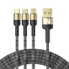 New 3 in 1 Multi Charging USB Cable 1.2M/1.8M Nylon Braided Multiple ...