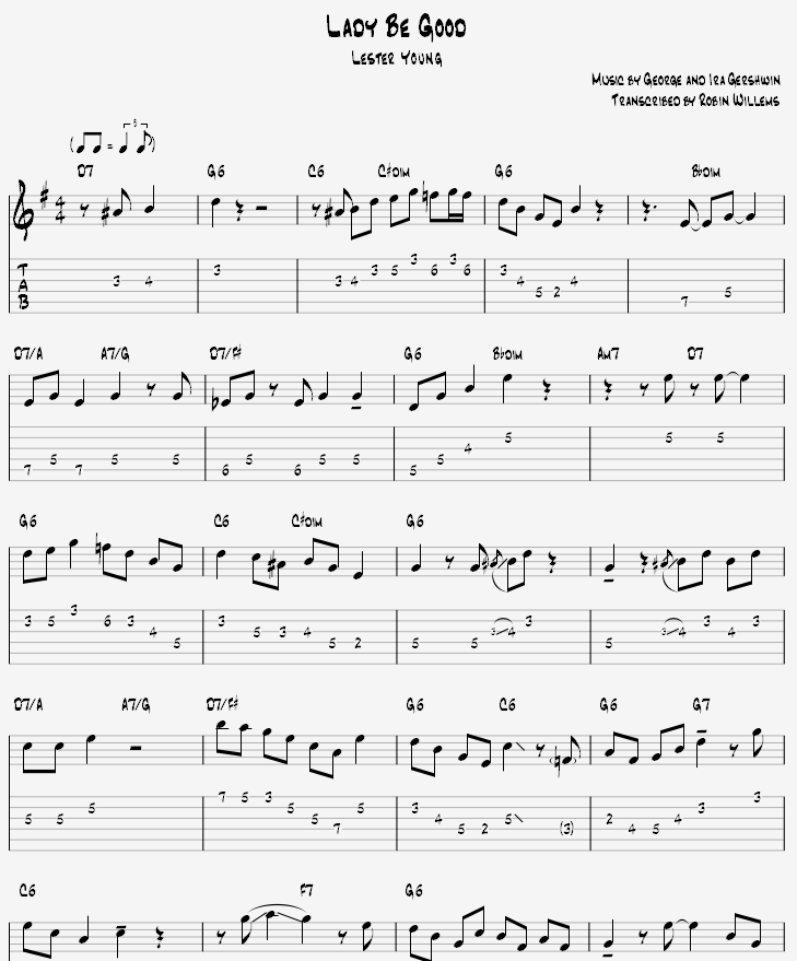 Lady Be Good - Lester Young - sheet music & tabs - Payhip
