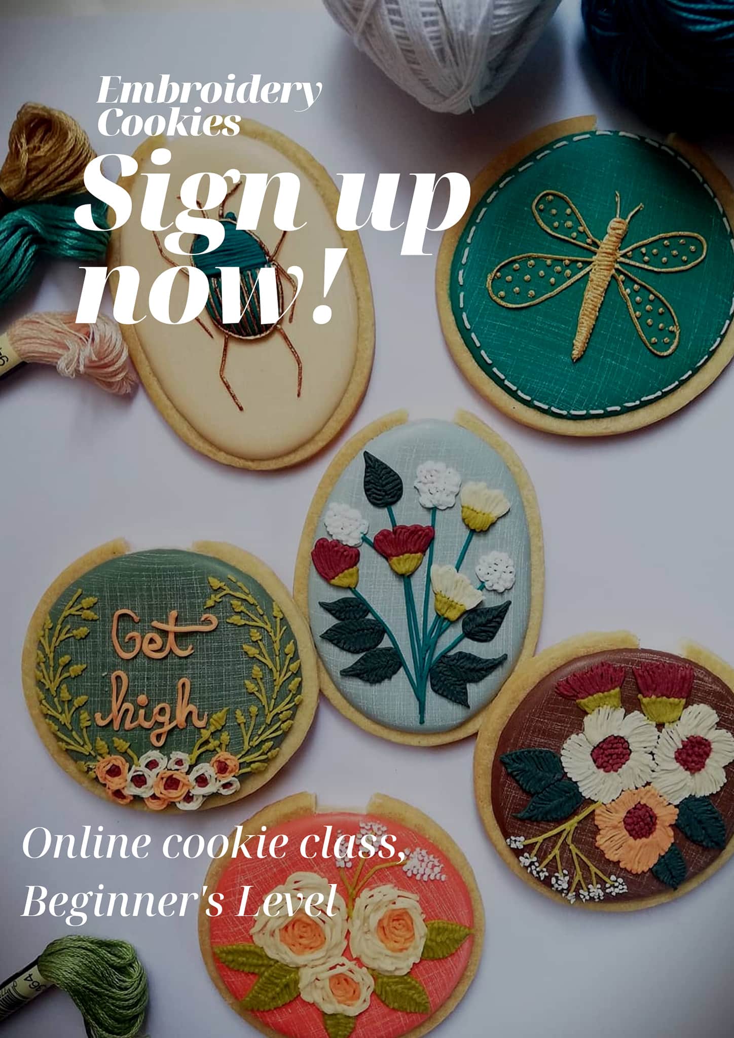 Embroidered cookies- Beginner's online cookie class - Payhip
