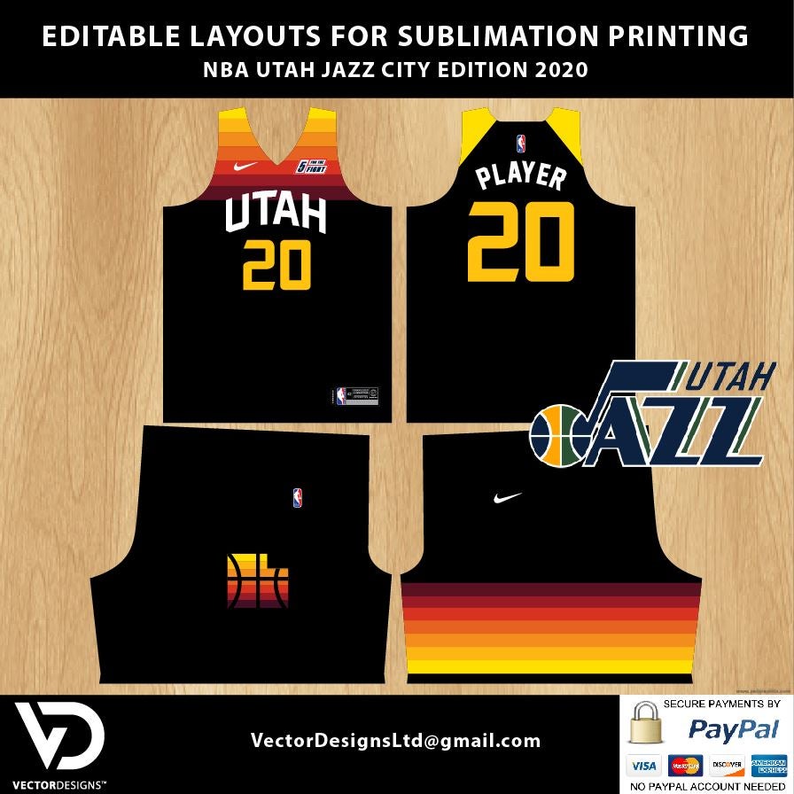 Utah Jazz City 2020-2021 Editable Vector Basketball Jersey Uniform ...