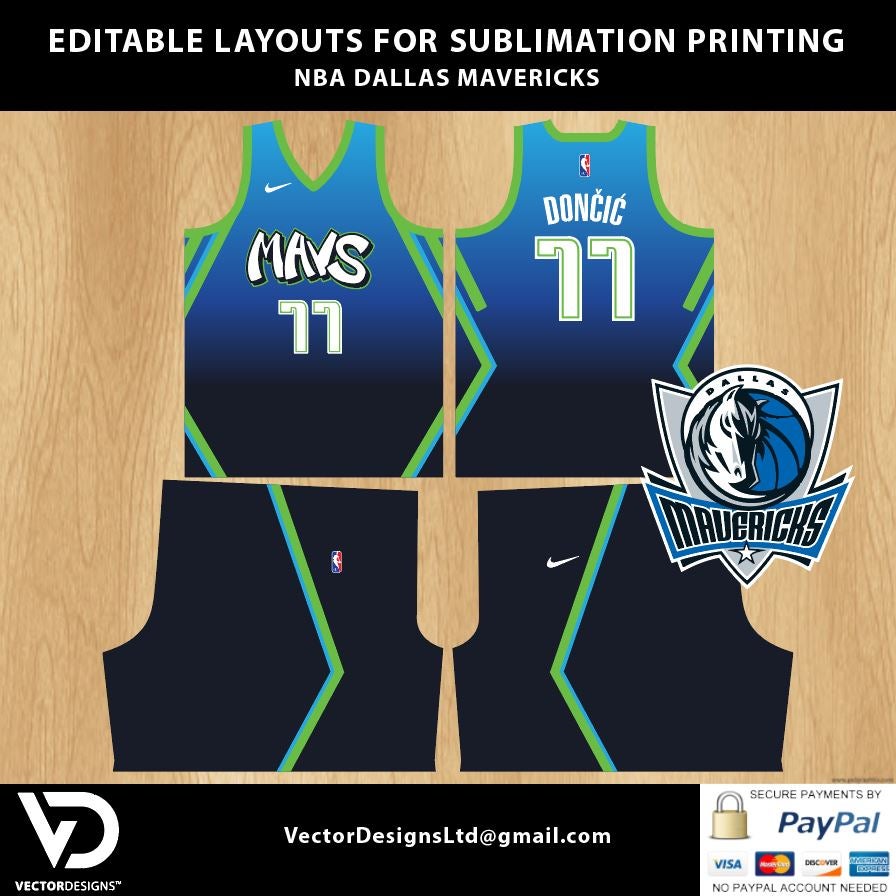 Dallas Mavericks Editable Vector Basketball Jersey Uniform Layout - Payhip