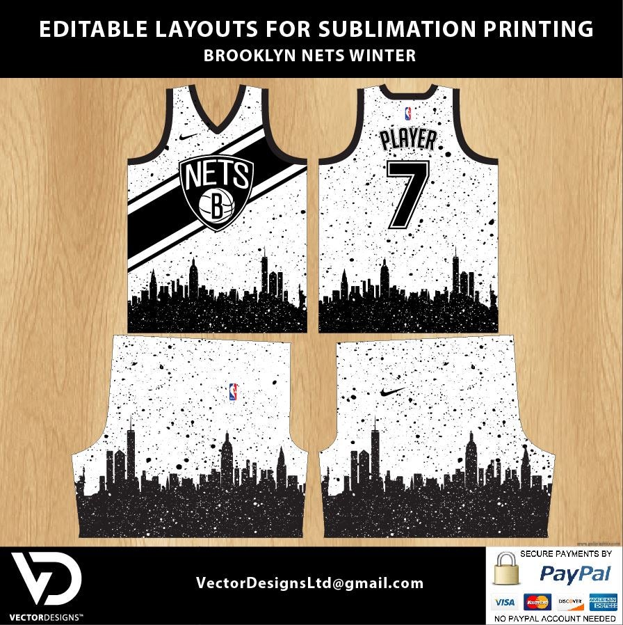 Brooklyn Nets Winter Edition Editable Vector Basketball Jersey Uniform ...