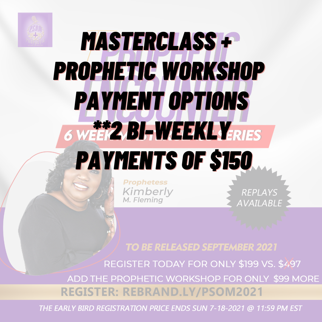 2 Payments of $150 for Bonus Masterclass Series Prophetic Workshop - Payhip