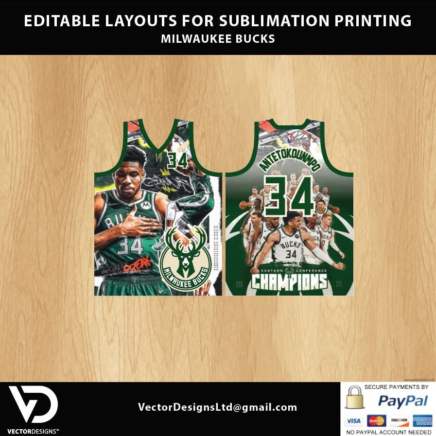 Milwaukee Bucks Giannis Inspired Editable Vector Basketball Jersey ...