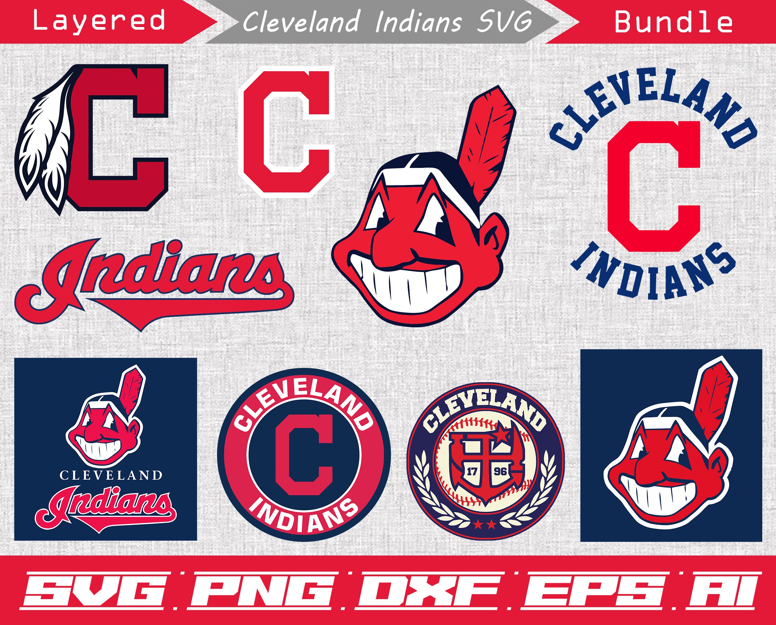 Cleveland Indians SVG, PNG, DXF, EPS, AI, Cleveland Indians Cut files ...
