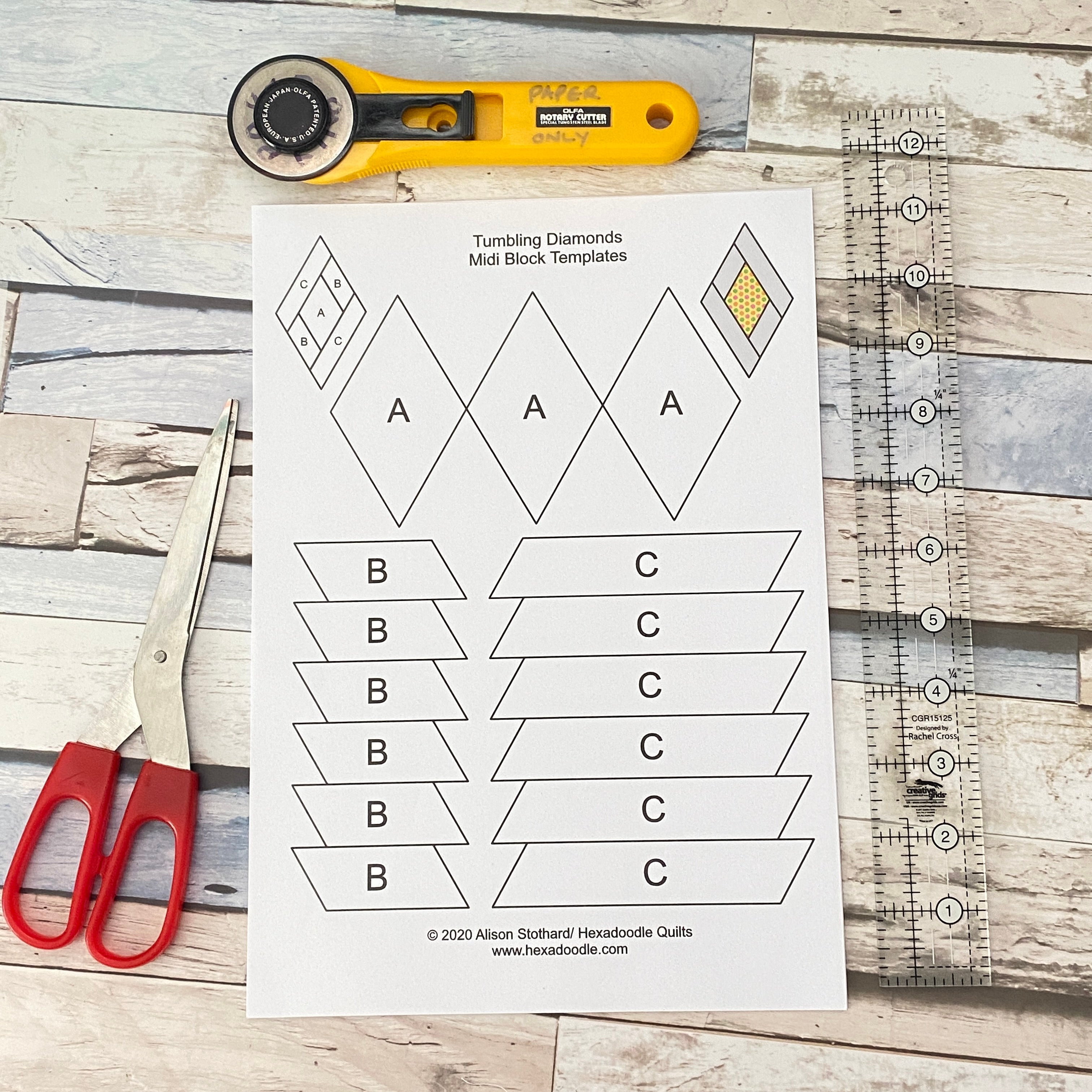 Tumbling Diamonds EPP Block