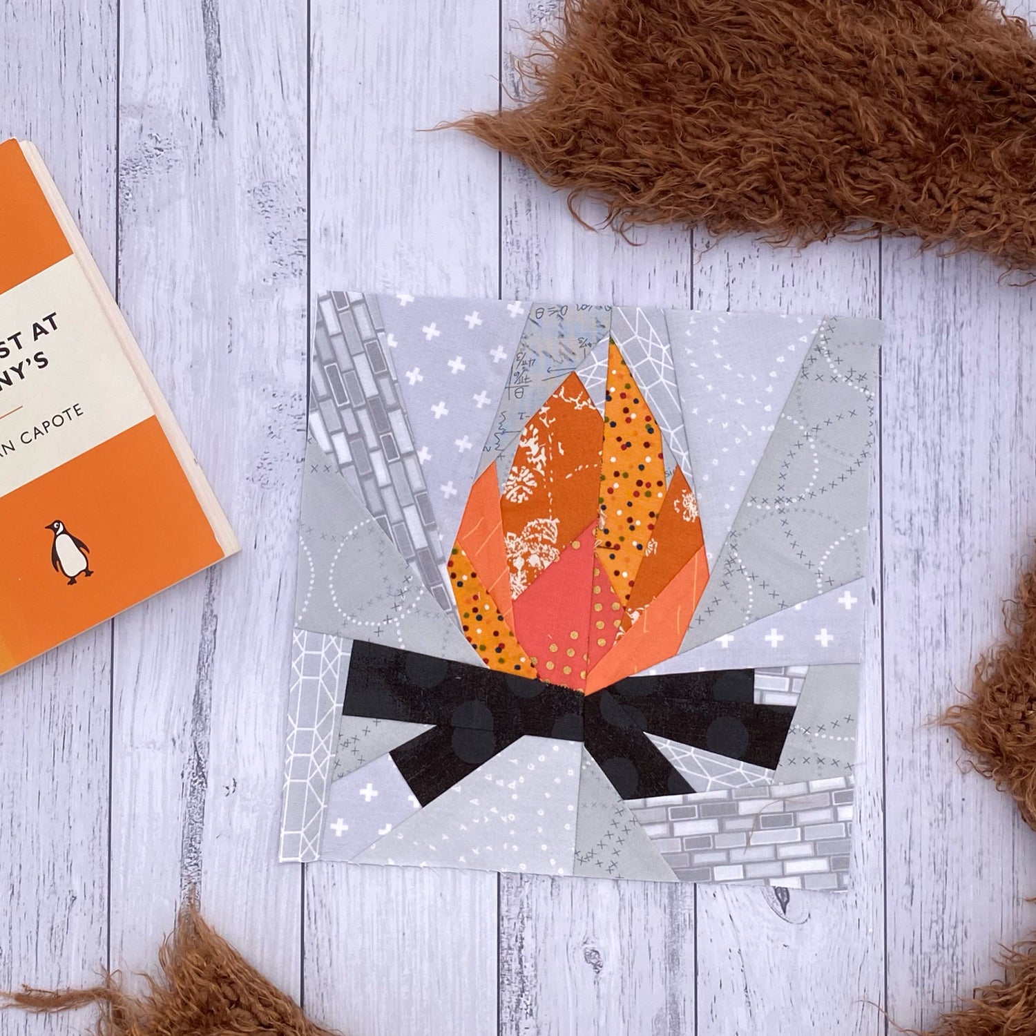 Campfire paper pieced quilt block pattern