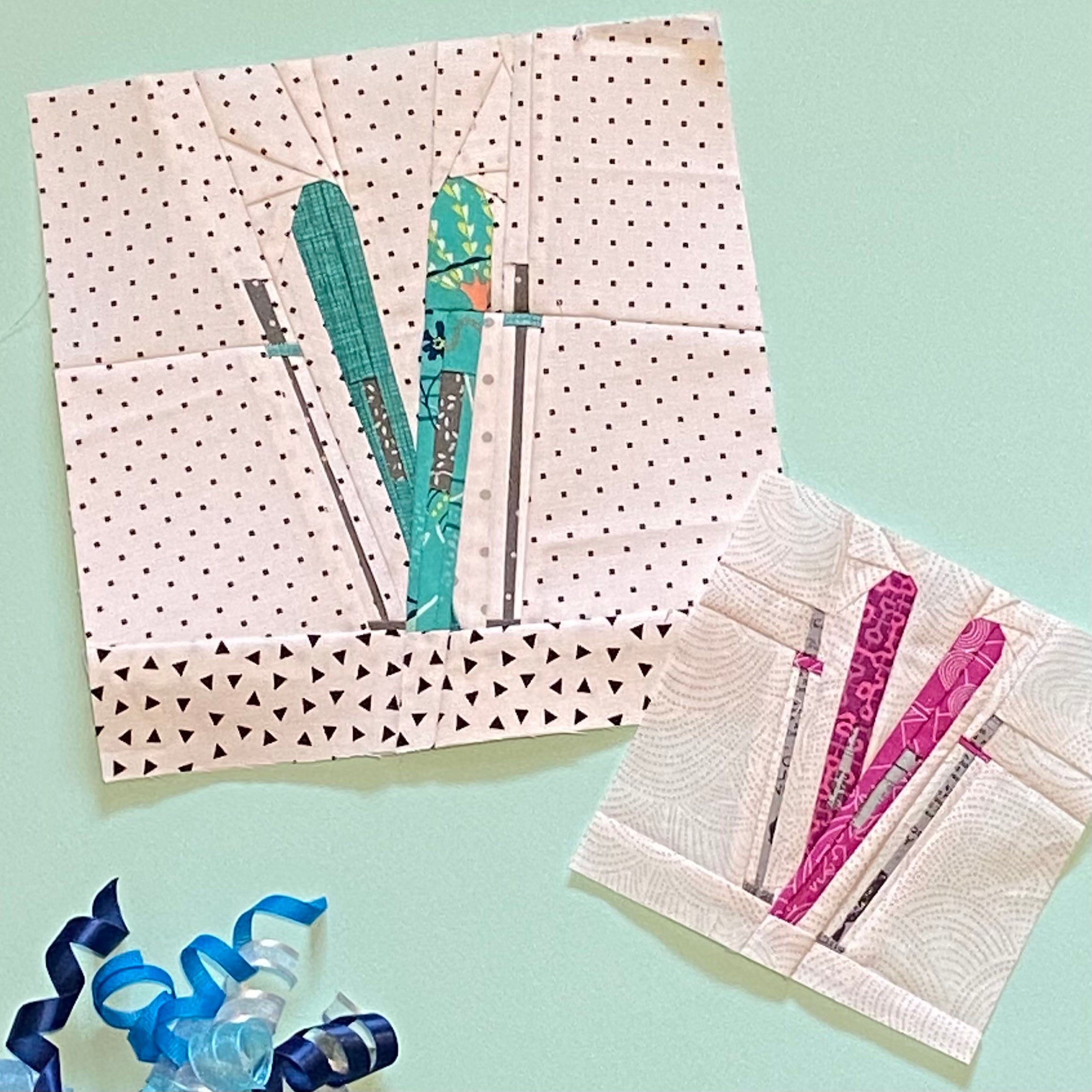 Ski Quilt Pattern - Skis planted in the snow.