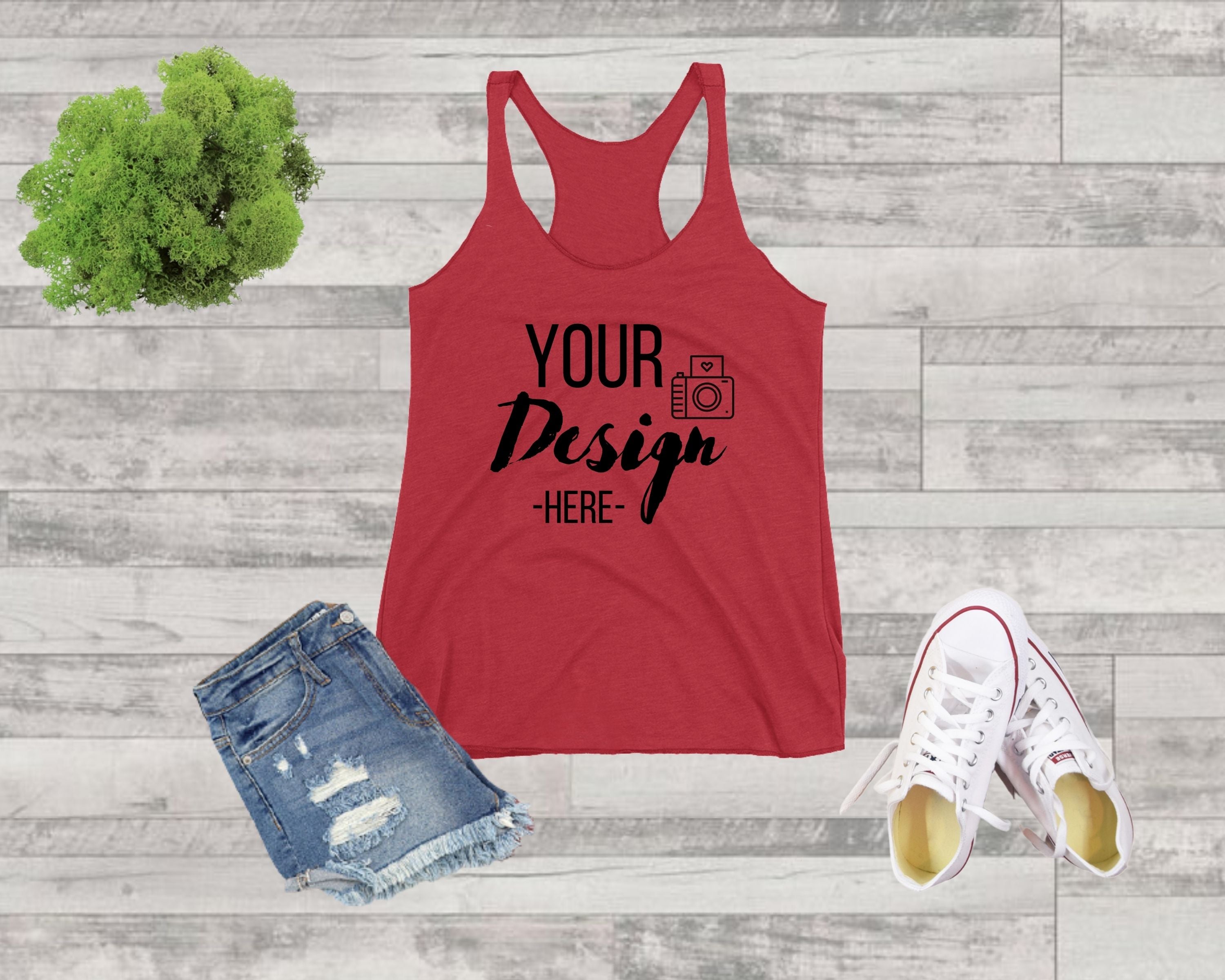 Digital Prints Art & Collectibles Womens Tank Mockup 6733 Vintage Red ...