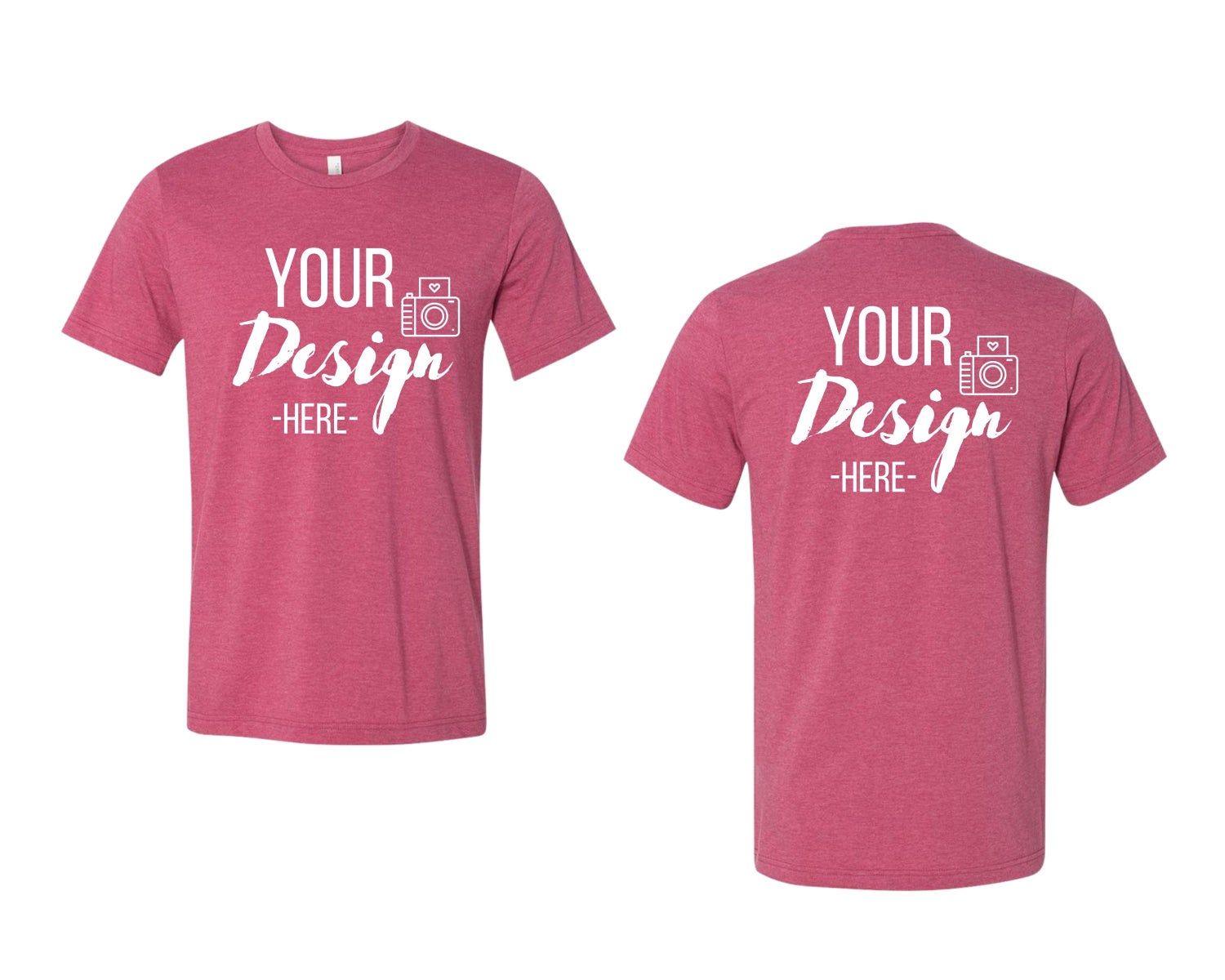 Front & Back Heather Rasberry Bella Canvas 3001 T-shirt Mockup, Heather ...