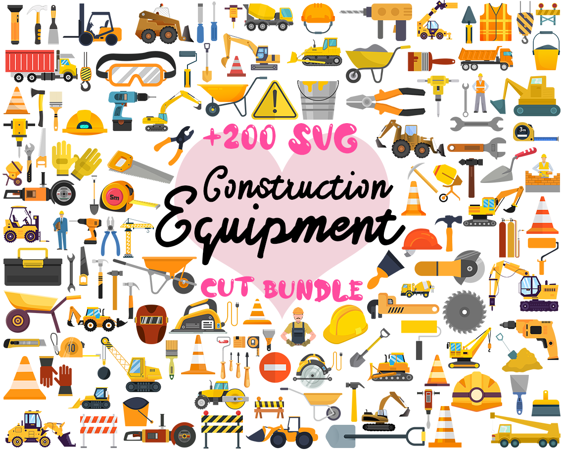 Bundle construction equipment Cut File SVG,PNG| Excavators, Tractors ...