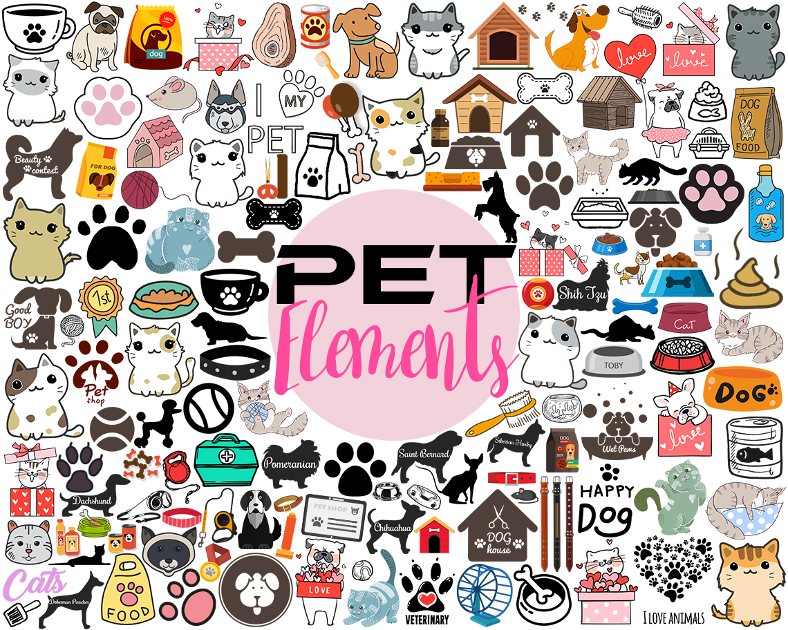 Pet Elements Cute File SVG,PNG Puppy,Dogs,Kitten,Dog Lover,Kitty ...