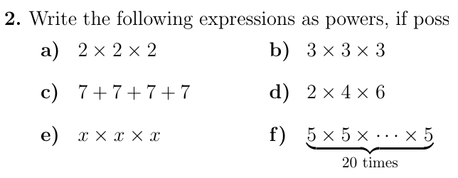 Introduction to powers worksheet no 2 (with solutions)