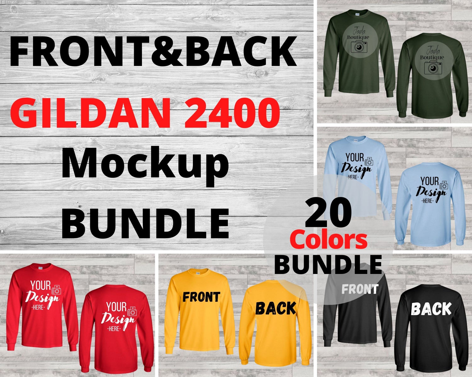 Front and Back Gildan 2400 Mockup, Light Blue Gildan 2400 MockUp, Men's ...