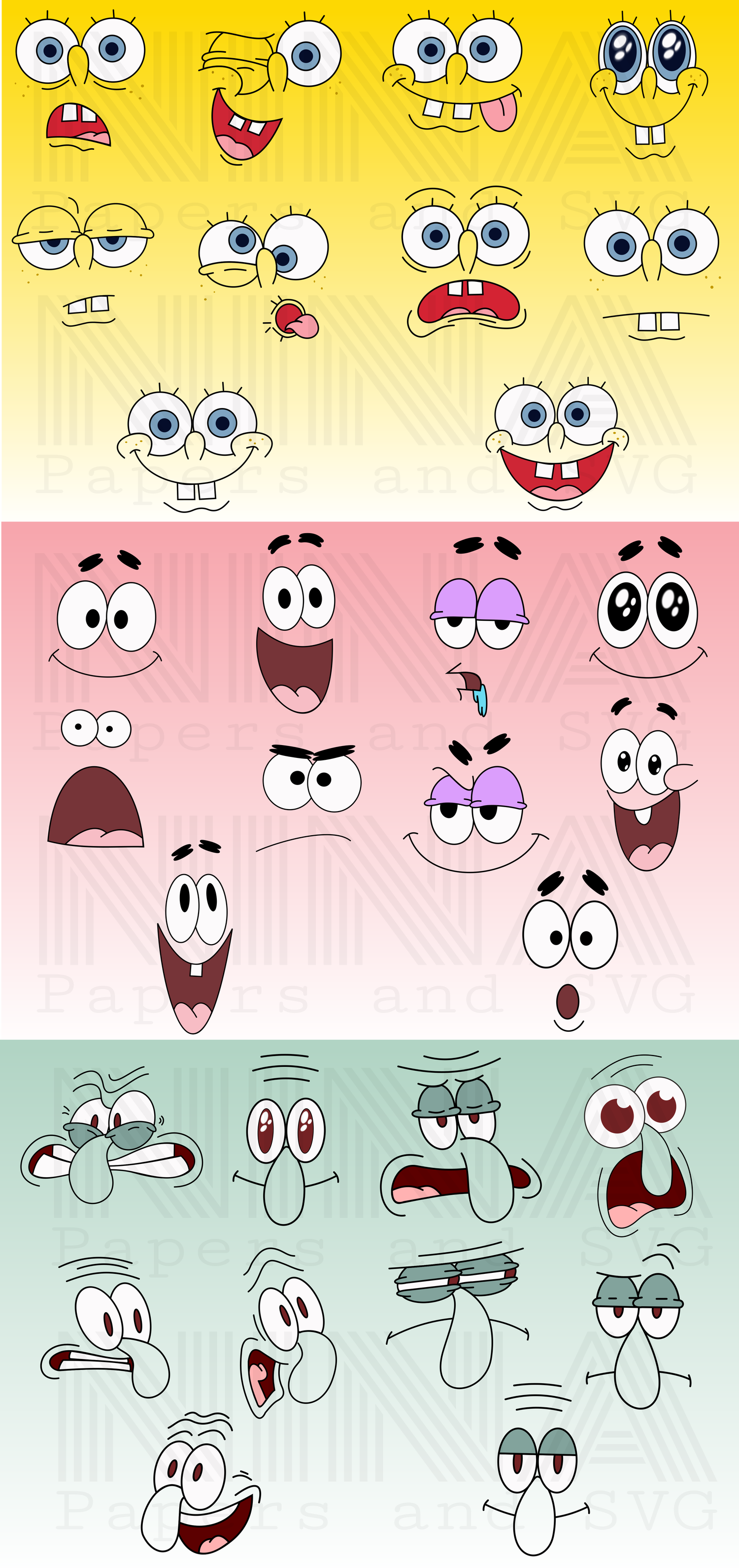 SpongeBob, Squidward, Patrick. SVG PNG PDF - Payhip