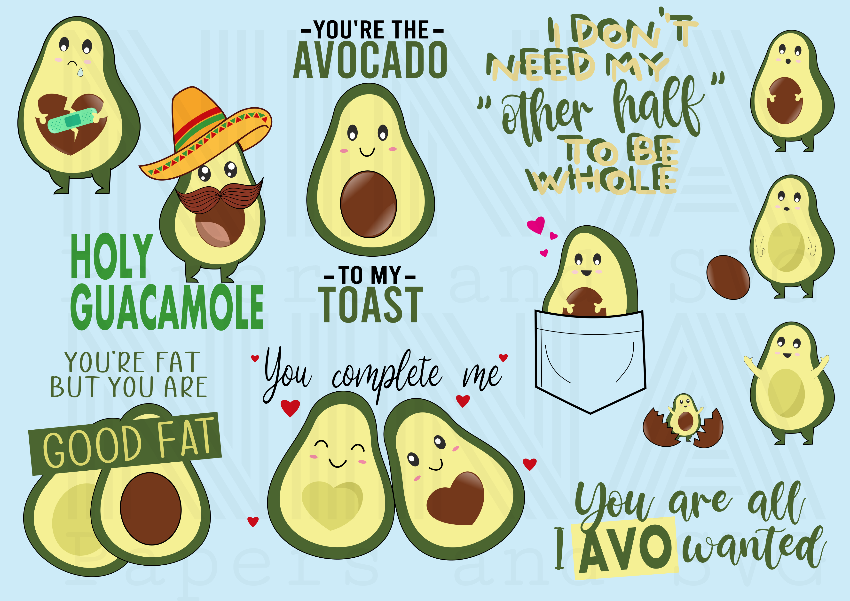 Clip Art & Image Files Papercraft Svg files for cricut Avocado Quotes ...