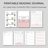 Printable Reading Journal | Reading Journal A4 | Reading Journal Letter ...